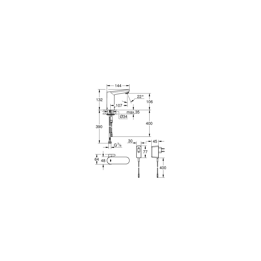GROHE EUROSMART COSMOPOLITAN E - MISCELATORE MONOCOMANDO CROMATO ...