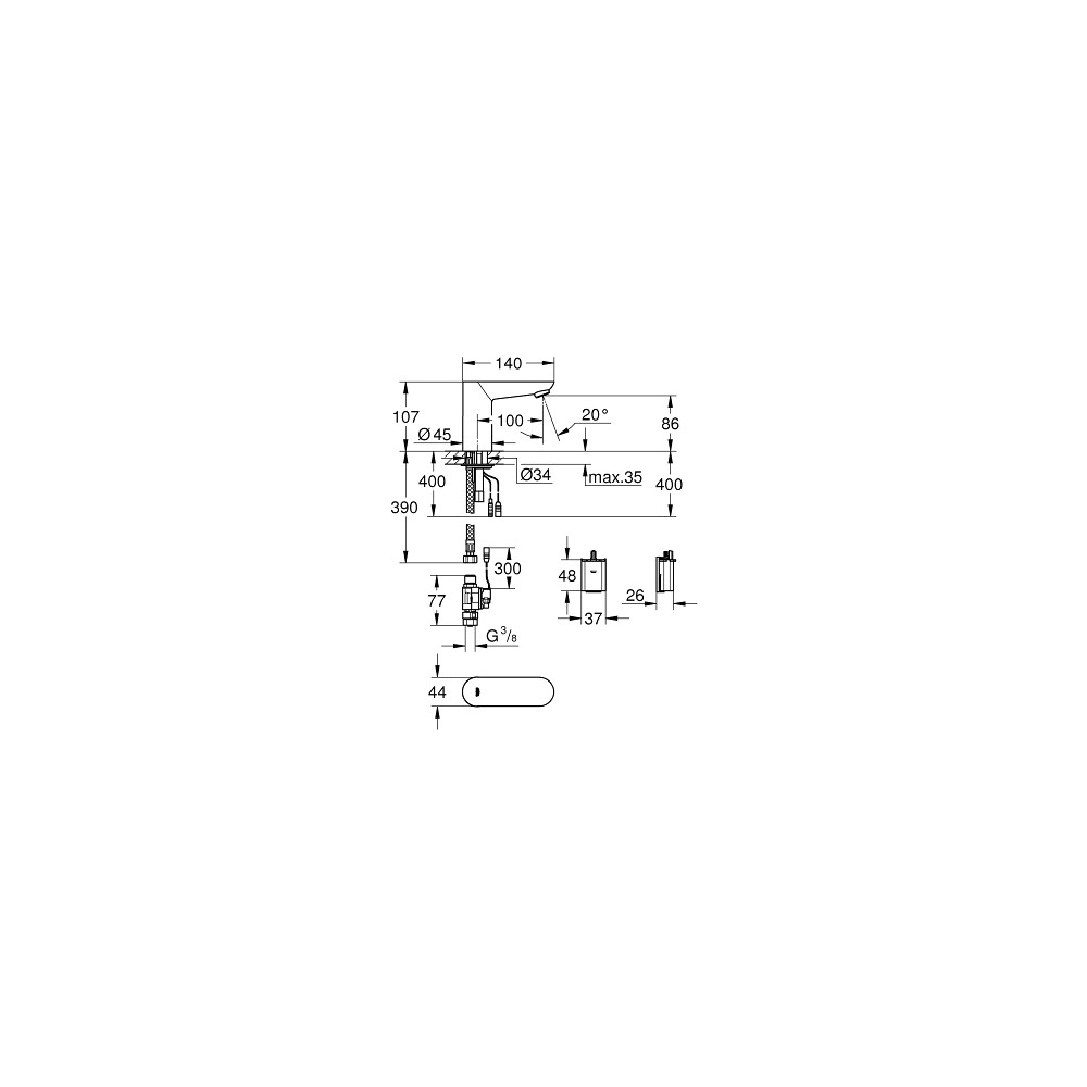 GROHE EUROECO COSMOPOLITAN E - MISCELATORE ELETTRONICO AD INFRAROSSI ...